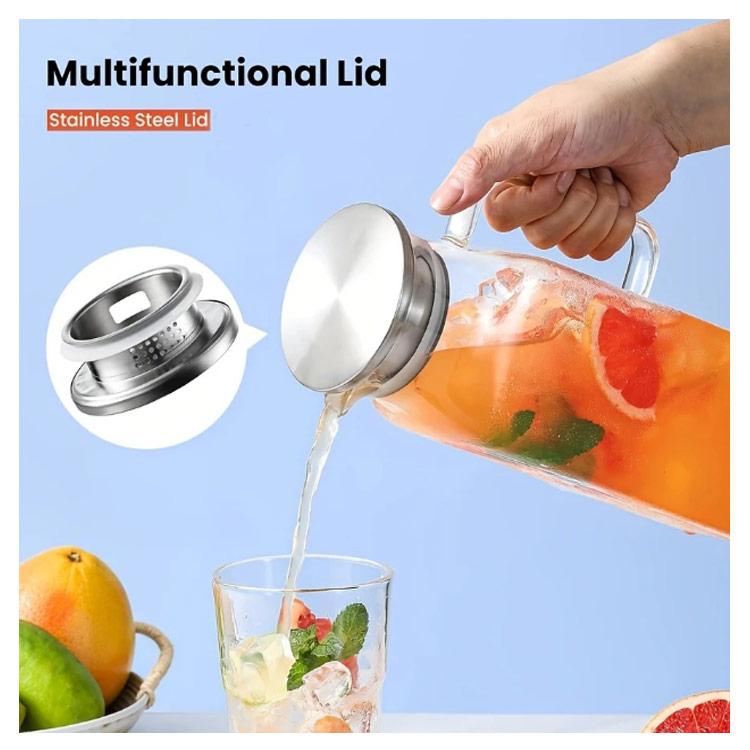 麦茶ポット 2L 大容量 冷水筒 耐熱ガラス 冷水ポット ピッチャー 広口 洗いやすい 2リットル 取っ手付き お茶ポット ティーポット スクエアサー : gem7 - 通販 - Yahoo ...