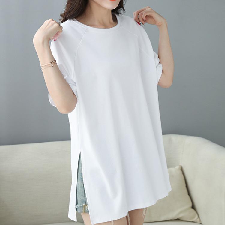 5分袖 Tシャツ 長め ロング丈 カットソー サイドスリット レディース 春 夏 半袖 トップス 接触冷感 涼しい Uネック 丸首 半袖tシャツ 薄手 : gem7 - 通販 - Yahoo ...