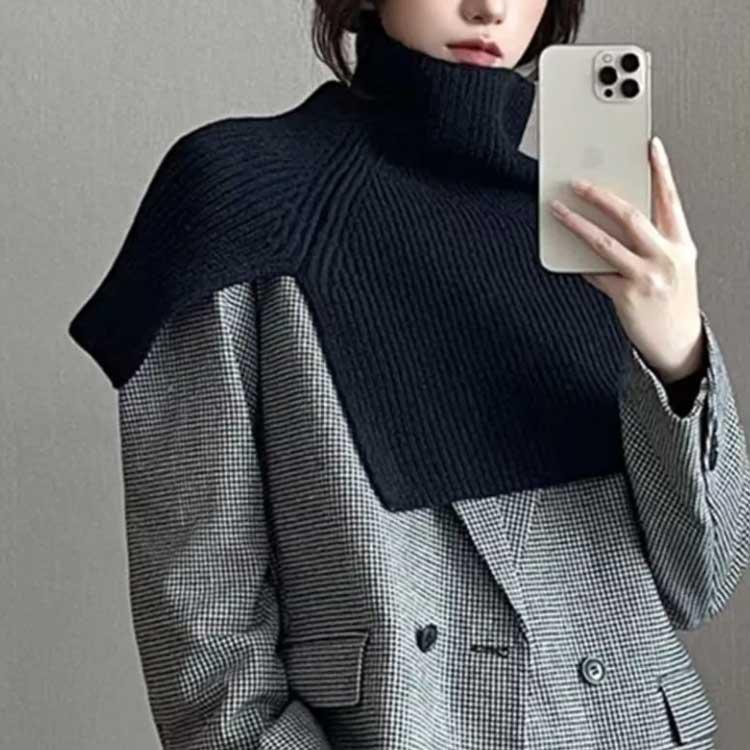 ハイネック ニットポンチョ ニットケープ スリット入り ニット 付け襟 マフラー つけえり ネックウォーマー レディース リブニット スカーフ スヌ : gem7 - 通販 - Yahoo ...