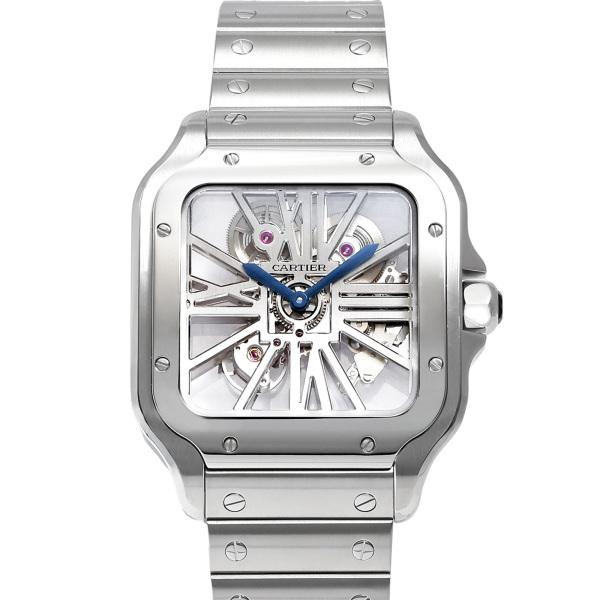 SANTOS DE CARTIER カルティエ Cartier サントス ドゥ スケルトン WHSA0007 シルバー文字盤 中古 腕時計 ...