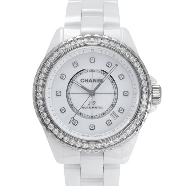 CHANEL シャネル J12 キャリバー 12.1 ダイヤモンドベゼル 38MM H7189 ホワイト文字盤 中古 腕時計 メンズ ...
