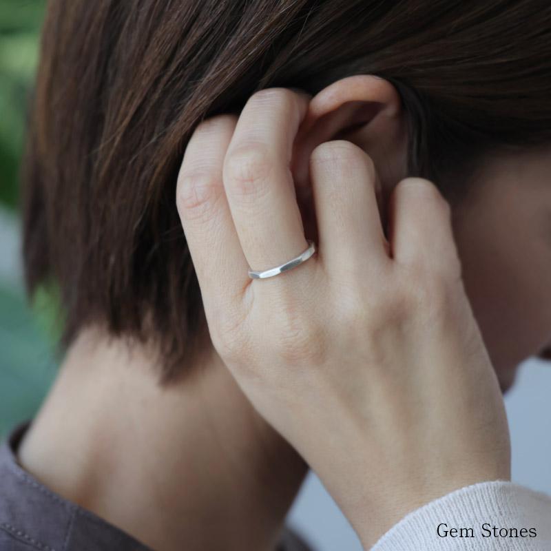 Attrait Cinq アトレ サンク シルバーリング シンプル レディース 指輪 槌目 ペア ピンキー デイリーユース 細身 細い silver 950 記念日 プレゼント : Gem ...