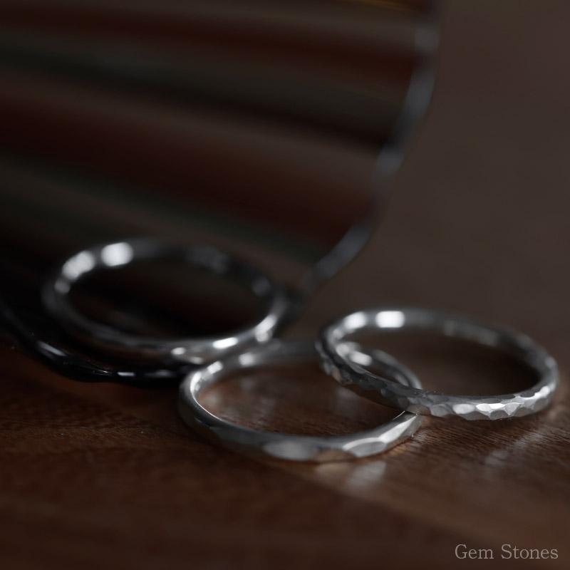 Attrait Trois アトレ トロワ シルバーリング シンプル レディース 指輪 槌目 ペア ピンキー デイリーユース 細身 細い silver 950 記念日 プレゼント : Gem ...