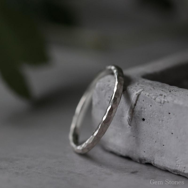 Attrait Trois アトレ トロワ シルバーリング シンプル レディース 指輪 槌目 ペア ピンキー デイリーユース 細身 細い silver 950 記念日 プレゼント : Gem ...