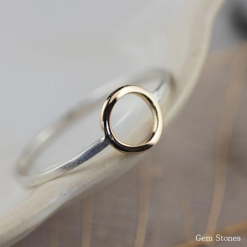 Le Lien Cercle シルバー ゴールド リング 1mm K18 可愛い レディース 指輪 華奢 シンプル 極細 細 ピンキー ペア 誕生日 プレゼント : Gem Stones ...