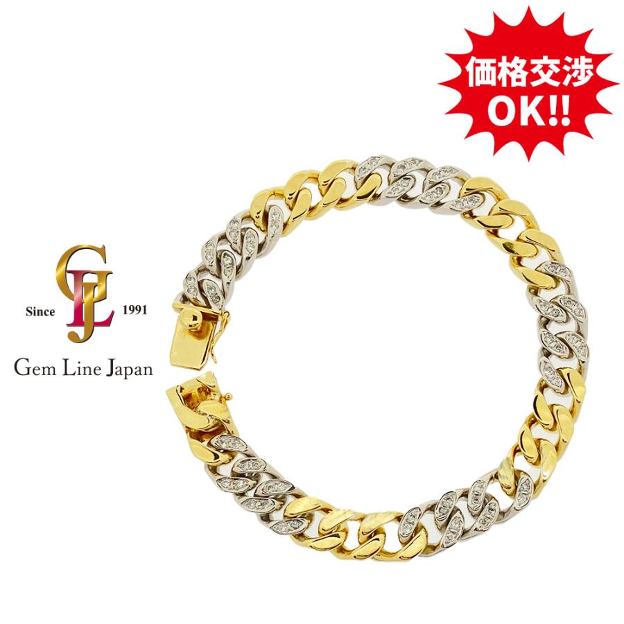 K18 Pt950 コンビ 55.63g ダイヤモンド 0.72ct 20.5cm メンズ ブレスレット : ジェムラインジャパン - 通販 - Yahoo!ショッピング
