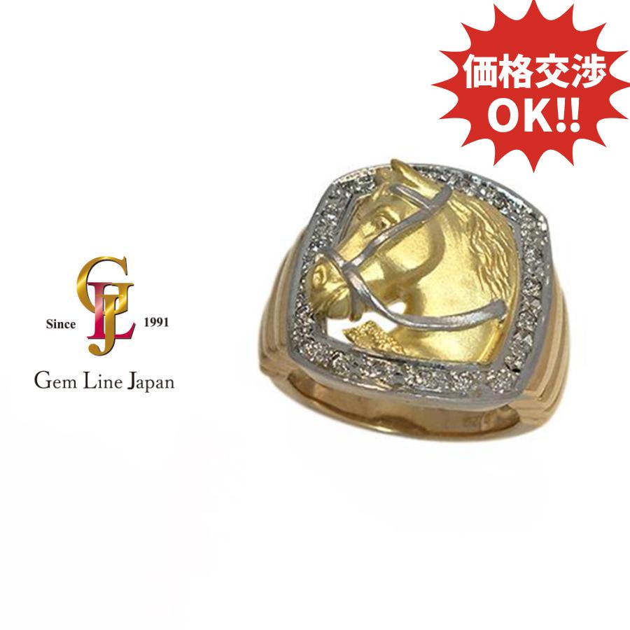 K18/Pt900 17.10g 馬 モチーフ ダイヤモンド 0.20ct コンビ メンズ リング : ジェムラインジャパン - 通販 - Yahoo!ショッピング