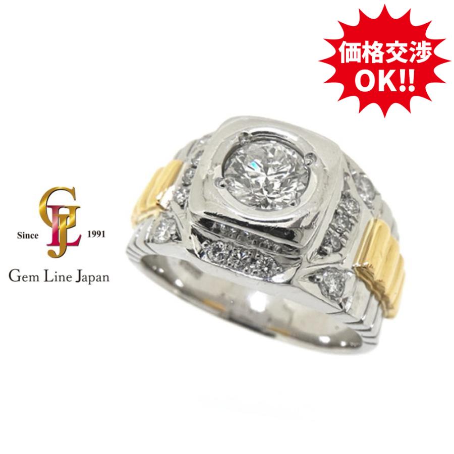 K18/Pt900 22.95g ダイヤモンド 0.722ct 脇石 0.36ct コンビ メンズ 印台 リング : ジェムラインジャパン - 通販 - Yahoo!ショッピング
