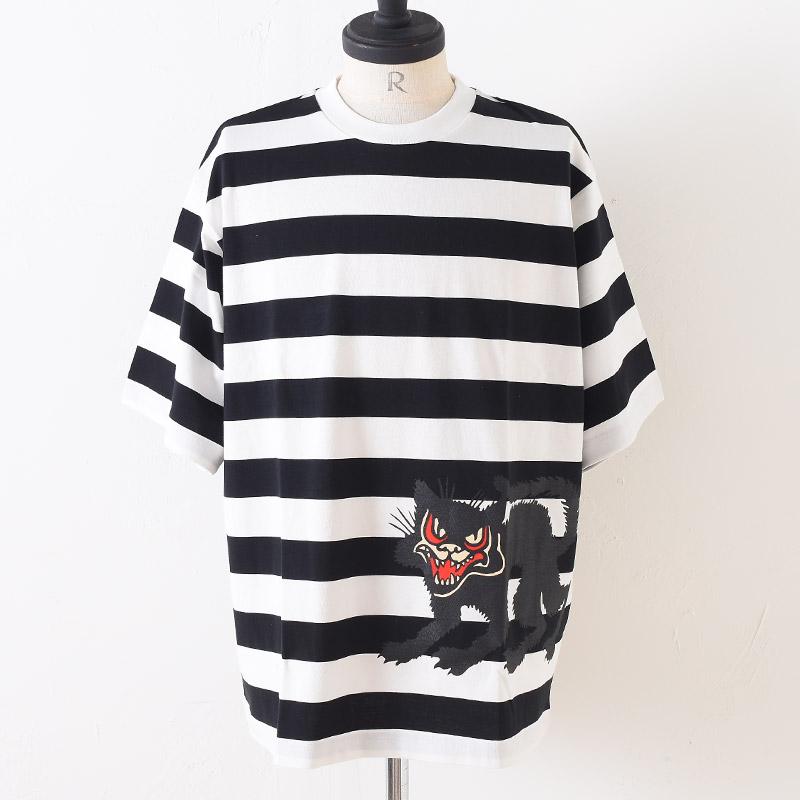 WEIRDO POP EYES ポップアイズ FUNNY CAT BORDER EASY TEE SHIRT SS ファニー キャット ...