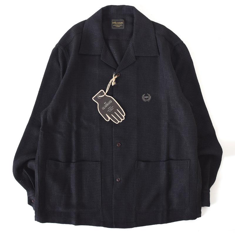BY GLADHAND GLAD HAND バイ グラッド ハンド EMPIRE ROOM - MESH L/S SHIRTS BK ブラック メッシュ オープンカラー シャツ : GENBA ...
