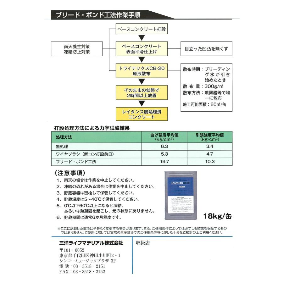 三洋ライフマテリアル トライテックス コンクリート打継面処理剤 表面硬化剤 18kg 1缶 CB-20 (/C) : 現場stock - 通販 - Yahoo!ショッピング