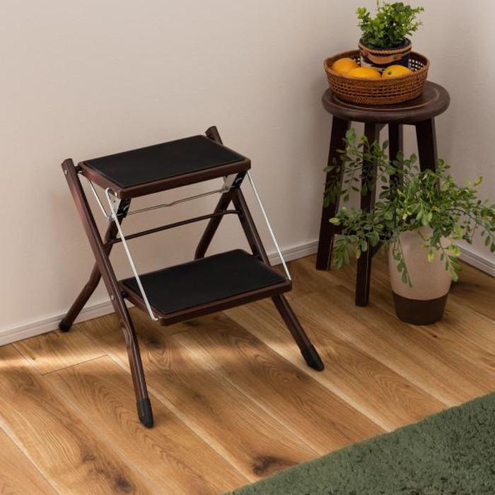 アシスタ 踏み台 ステップ台 ブラウン レッド ホワイト W42×D48×H43 折りたたみ時:W42×D5×H56 2段 折りたたみ おしゃれ 滑りにくい : 家具インテリアのジェンコヤフー ...