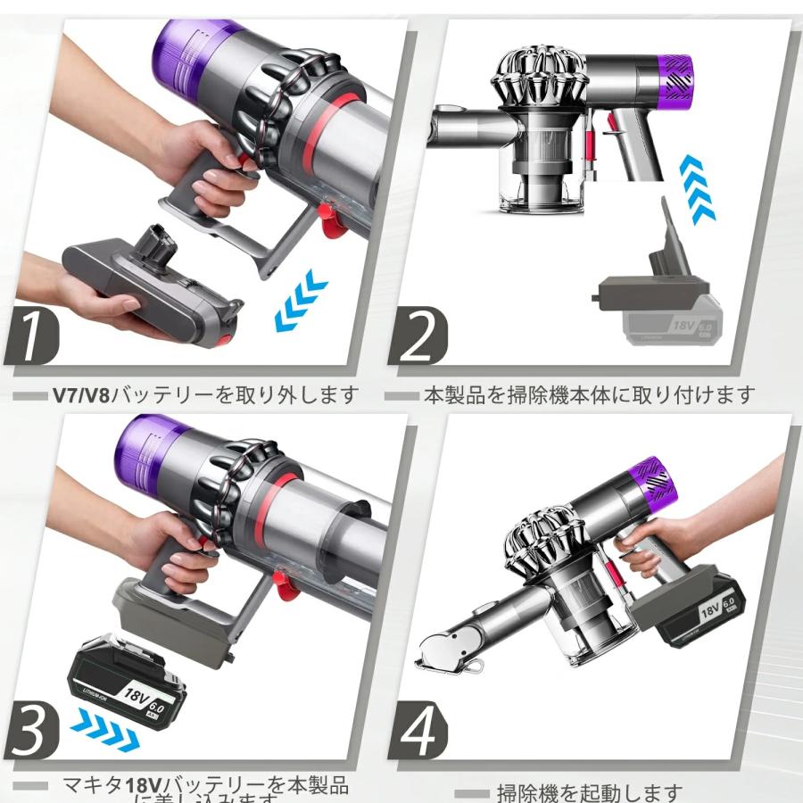 ダイソン Dyson V7 V8 アダプター マキタ 18V バッテリー変換アダプター Makita マキタバッテリー 対応ダイソン機種V7 SV11/HH11 SV10 一年保証付き ...