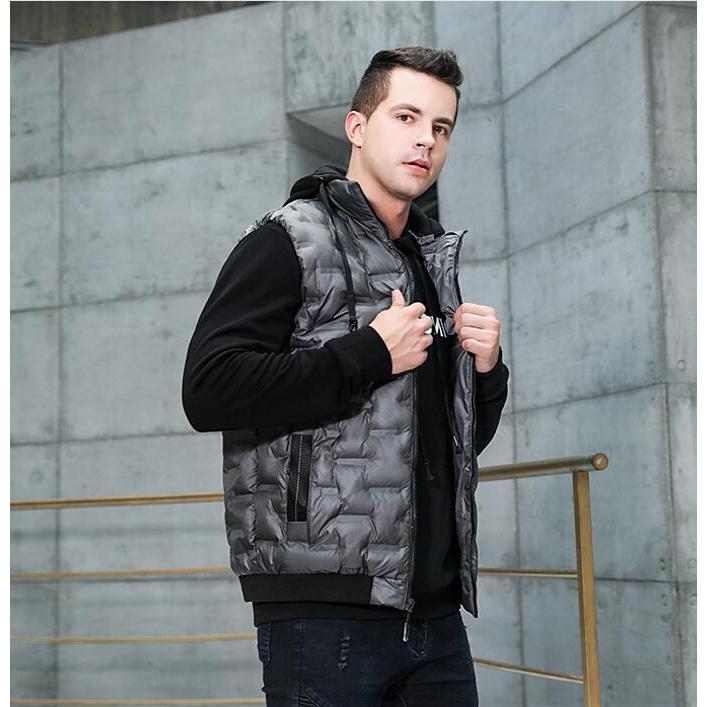 秋冬ダウンベスト ゆったり 大きいサイズ メンズベスト フード付き中綿ベスト 青少年愛用 保温チョッキ カジュアルノーカラージャケット 防風 ...