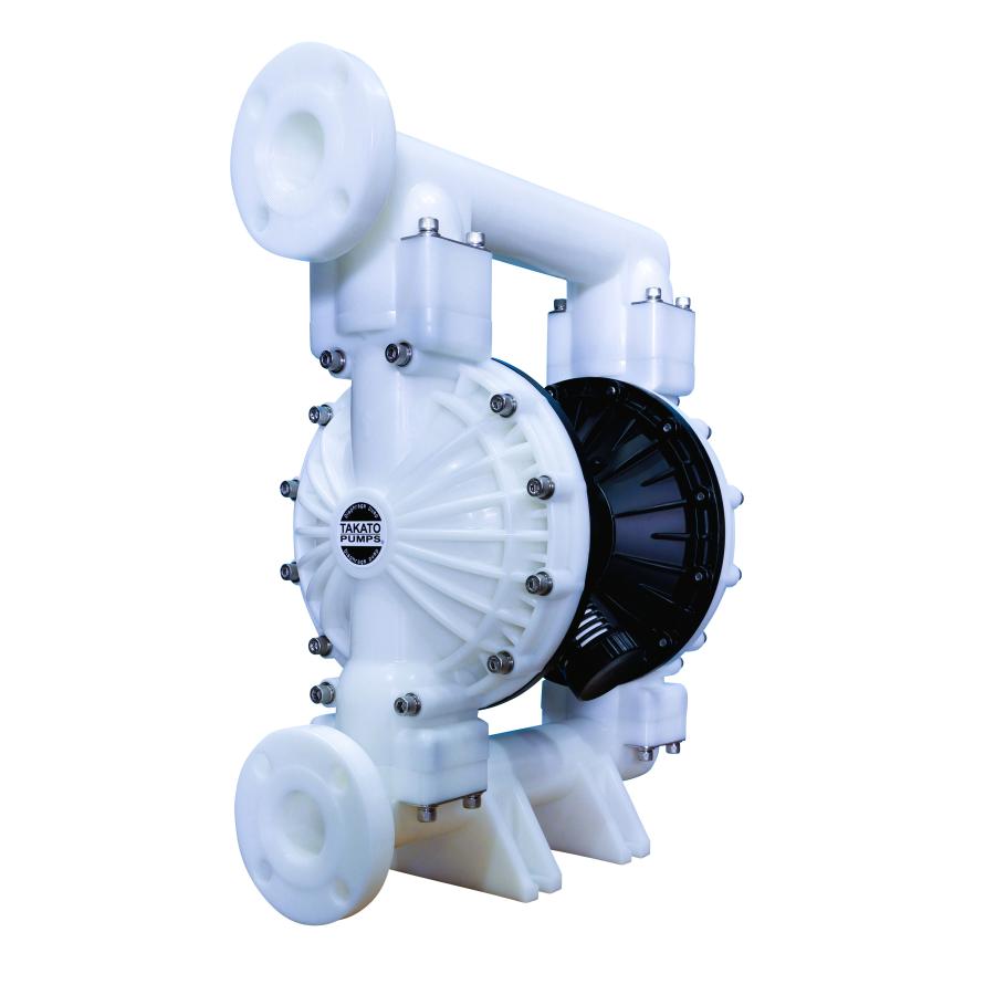 エア駆動ダイヤフラムポンプ AODD-50-PP-TPT PP(ポリプロピレン)モデル 接続口径50A(ANSIフランジ) 最大吐出量587L/min 最高吐出圧力0.7Mpa 軽量樹脂 薬液 ...