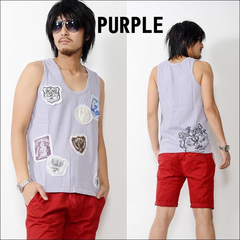 ワッペンラッシュダメージ加工 タンクトップ ノースリーブ カットソー 822-432am ネコポス送料無料 : G.H.R golden ...