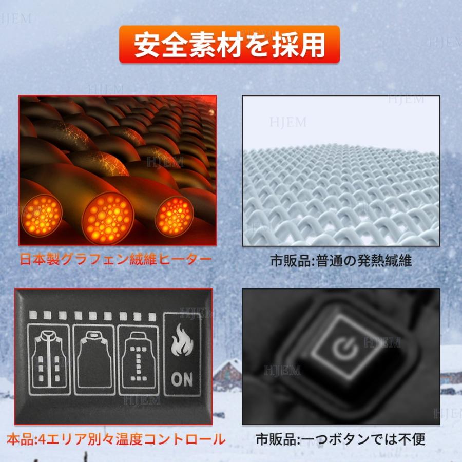 電熱ベスト ヒーターベスト 15箇所発熱 加熱ベスト 日本製繊維ヒーター