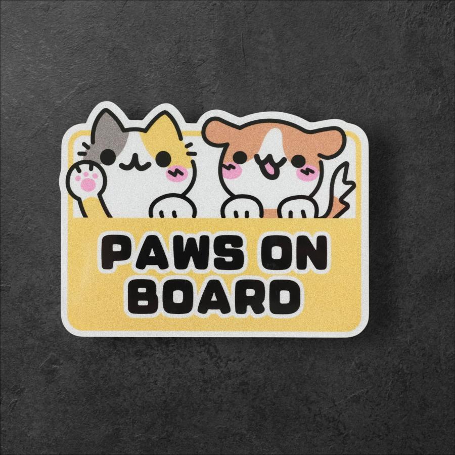 PAWS ON BOARD ステッカー【ネコ＆イヌ／防水・反射仕様】 : CP Select - 通販 - Yahoo!ショッピング