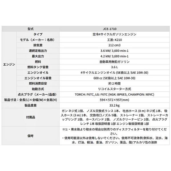 工進 エンジン式高圧洗浄機 JCE-1710 最高圧力17MPa : GO&GO - 通販 - Yahoo!ショッピング