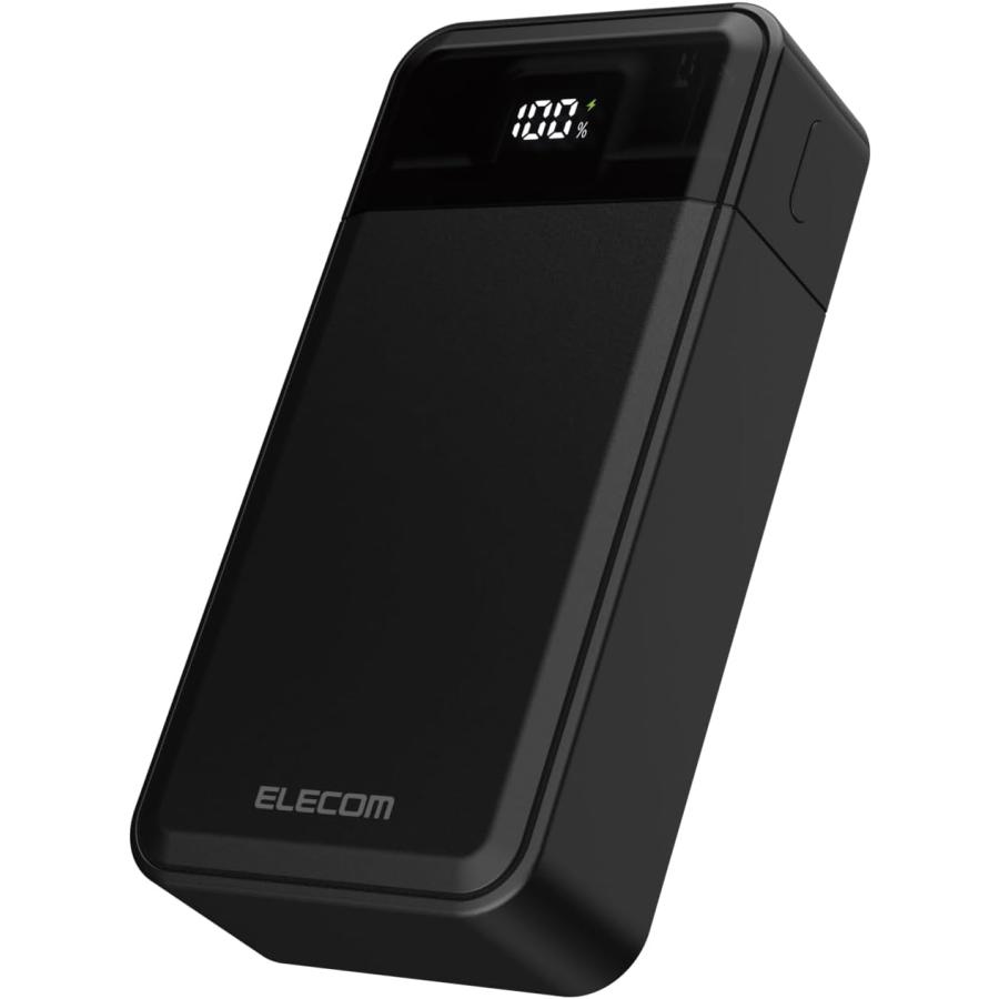 ELECOM モバイルバッテリー 30W 10000mAh エレコム 残量表示 USB PD対応 3ポート Type-C×2 USB-A×1 ケーブル付属 ブラック DE-C51L ...