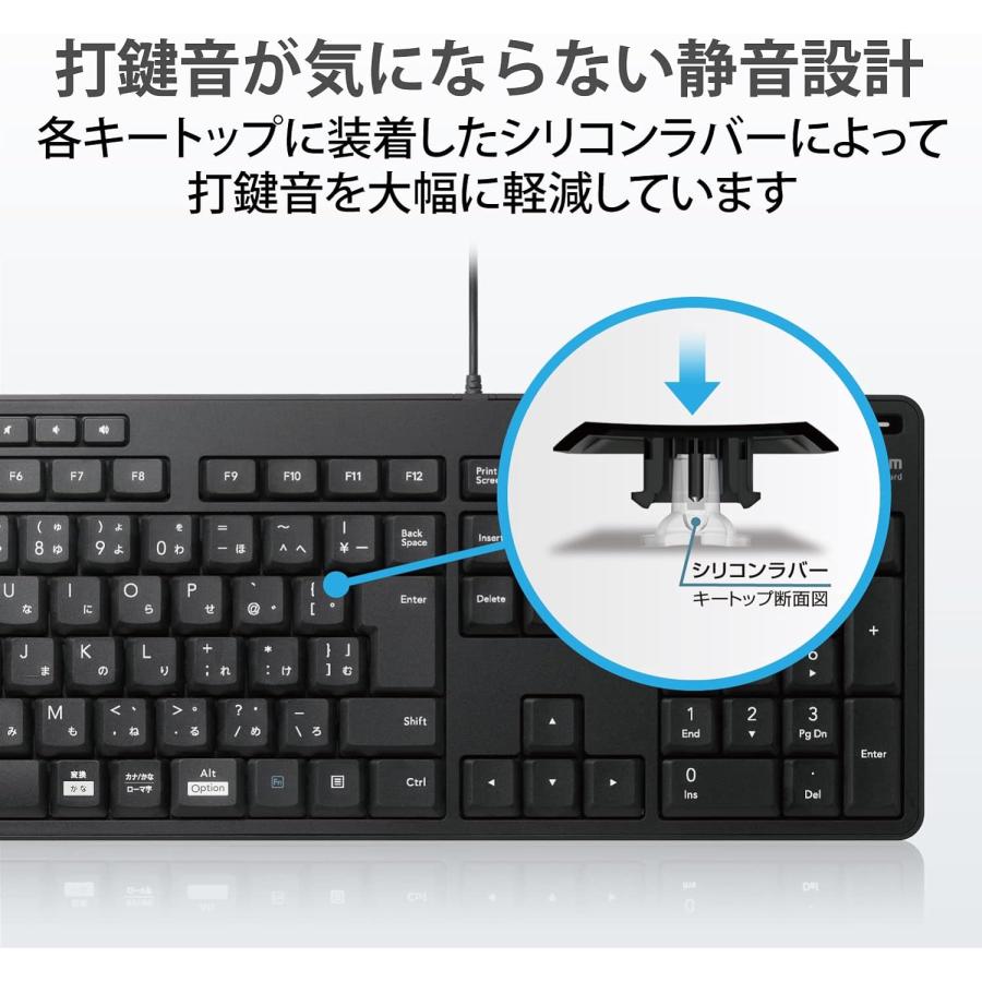 ELECOM エレコム キーボード 有線 フルキーボード 静音 テンキー付 抗菌 ブラック TK-FCM114SKBK : Gikstore - 通販 - Yahoo!ショッピング