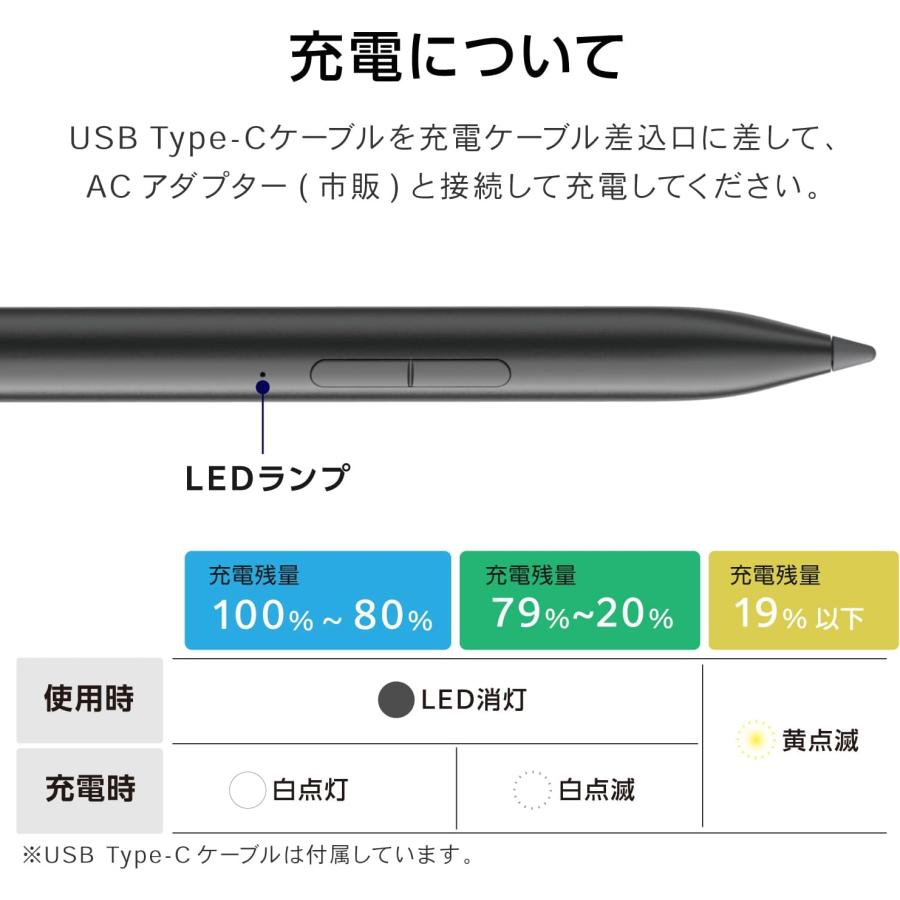 ELECOM エレコム タッチペン MPP2.0 Surface対応 【 Laptop 3/4/7 Go 2/3/4 Pro 8/9/10/11 With 5G 】 パームリジェクション 傾き ...