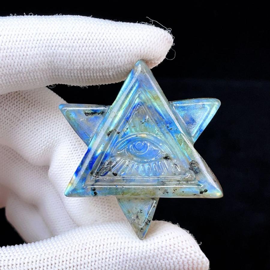 PROME 天然石 一点物 A00349 特別仕様品・ラブラドライト・45X40X10mm ・彫刻品・上下の穴・使い方動画付き（ネックレス ＆ ペンダント＆ブレスレット多用型） : 天然石工場 ...