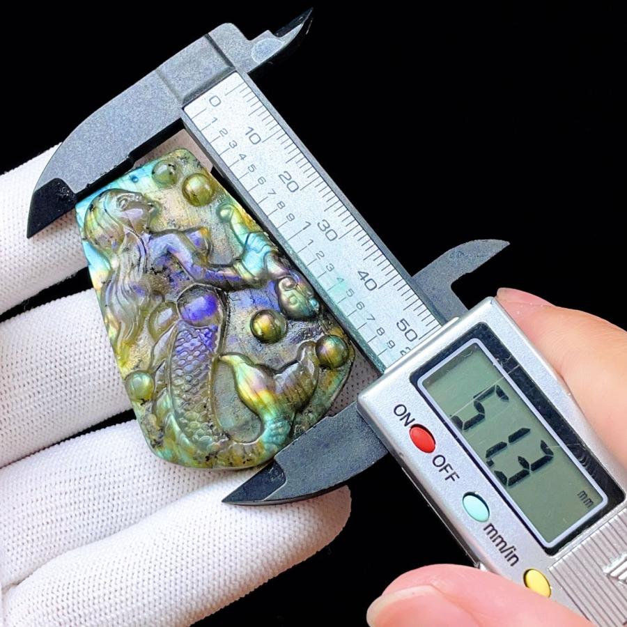 PROME 天然石 一点物 特別仕様品・ラブラドライト・彫刻品・上下の穴・使い方動画付き（ネックレス ＆ ペンダント＆ブレスレット多用型）A00397 : 天然石工場直売店 PROME ...