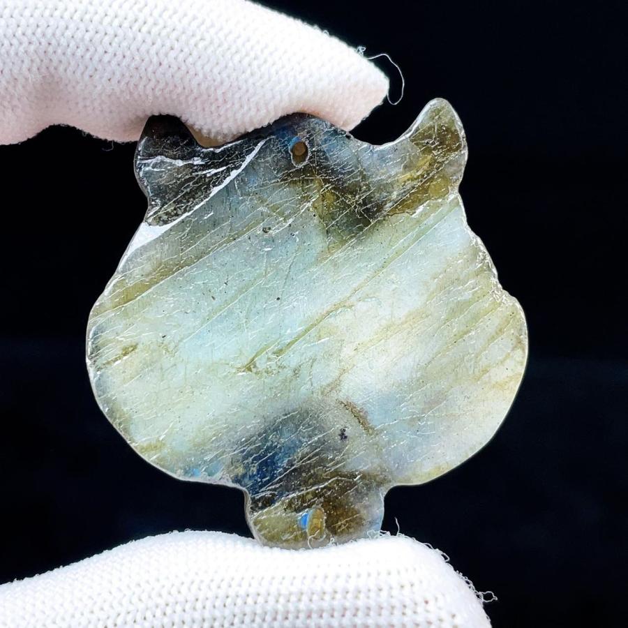 PROME 天然石 一点物 特別仕様品・ラブラドライト・彫刻品・上下の穴・使い方動画付き（ネックレス ＆ ペンダント＆ブレスレット多用型）A00516 : 天然石工場直売店 PROME ...