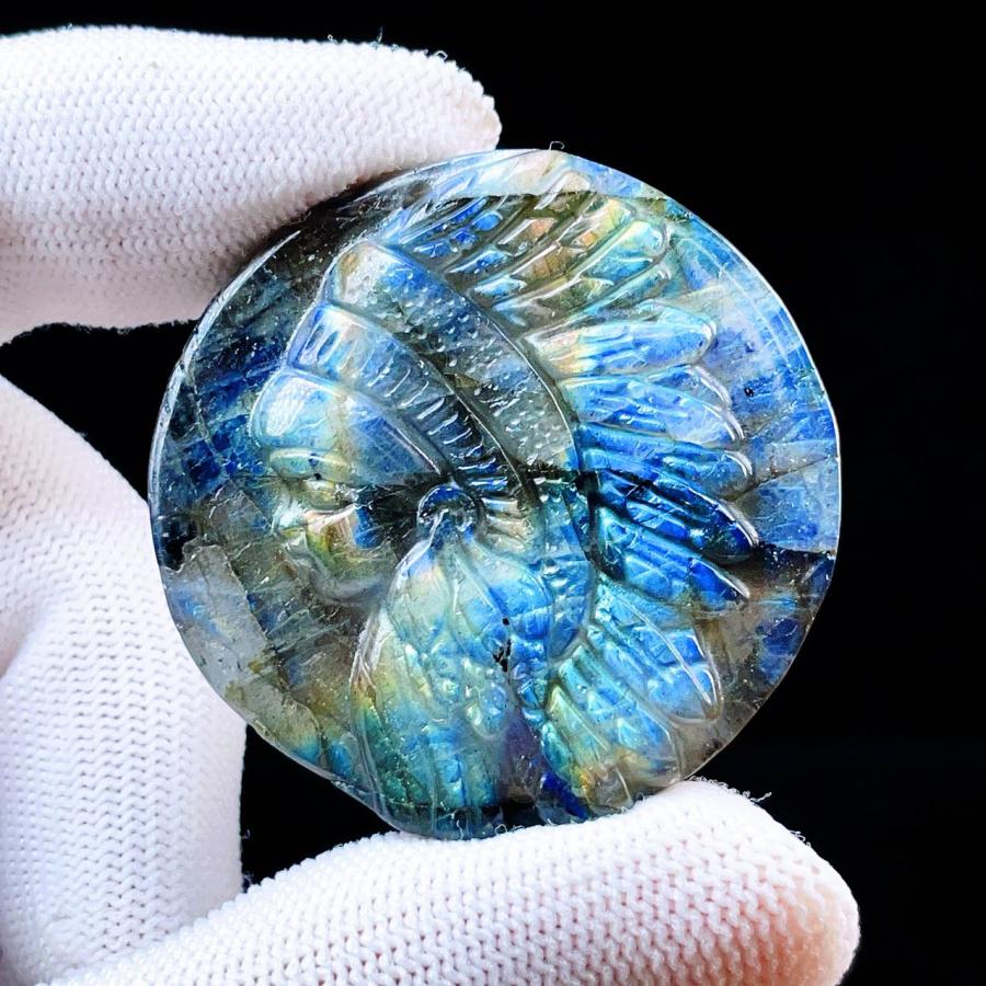 PROME 天然石 一点物 特別仕様品・ラブラドライト・彫刻品・上下の穴・使い方動画付き（ネックレス ＆ ペンダント＆ブレスレット多用型）A00612 : a00612 : 天然石工場直売店 ...