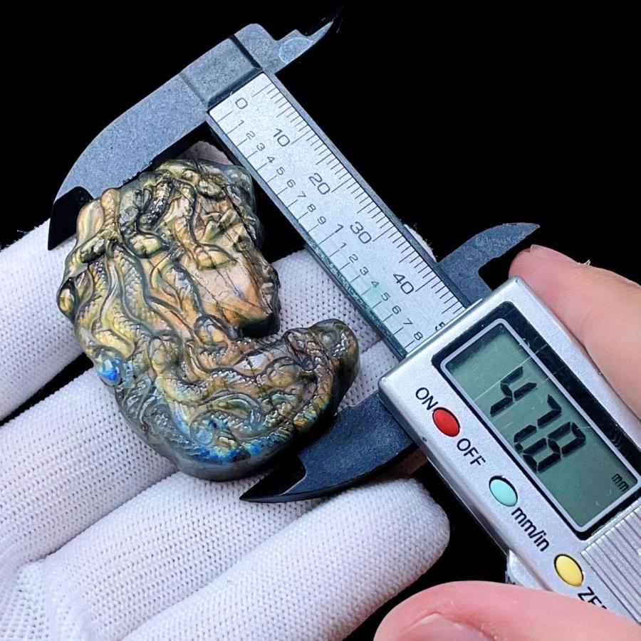 PROME 天然石 一点物 特別仕様品・ラブラドライト・彫刻品・上下の穴・使い方動画付き（ネックレス ＆ ペンダント＆ブレスレット多用型）A00776 : 天然石工場直売店 PROME ...