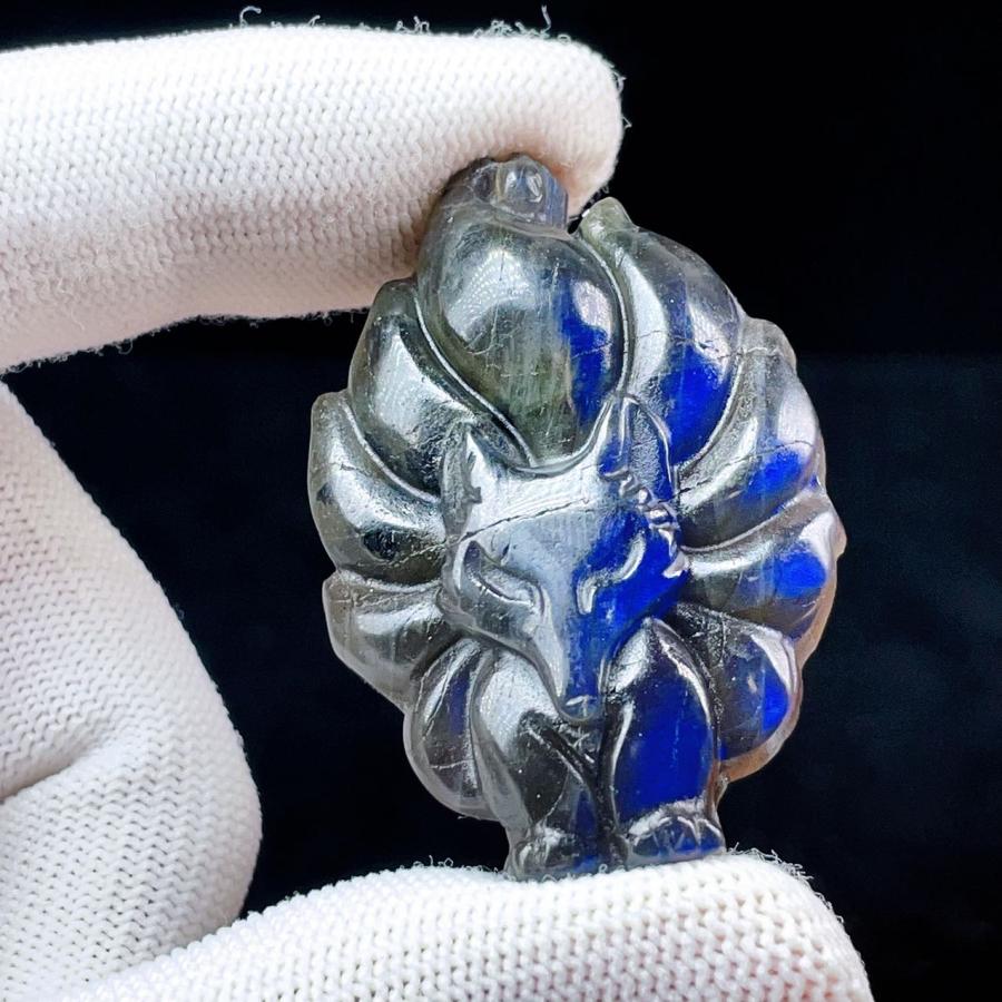 PROME 天然石 一点物 特別仕様品・ラブラドライト・彫刻品・上下の穴・使い方動画付き（ネックレス ＆ ペンダント＆ブレスレット多用型）A00812 : 天然石工場直売店 PROME ...