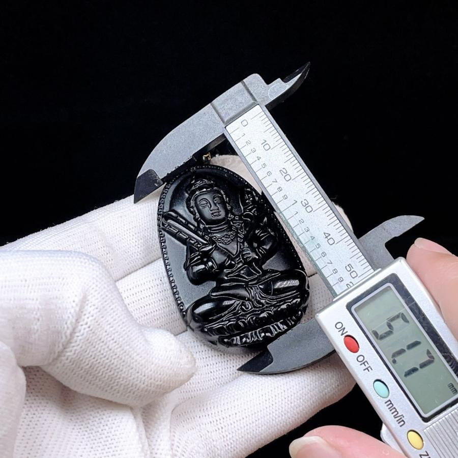 PROME 天然石 オブシディアン・【丑(うし)】【寅(とら)】生まれの御守り本尊・虚空蔵菩薩・ネックレス NO.P3719 : 天然石工場 ...