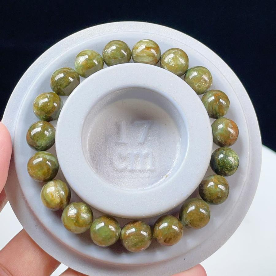 PROME 天然石 一点物 黄色と緑 バイカラーマイカ （流通名：青龍雲母） ブレスレット NO.V2630 : 天然石工場直売店 PROME ...