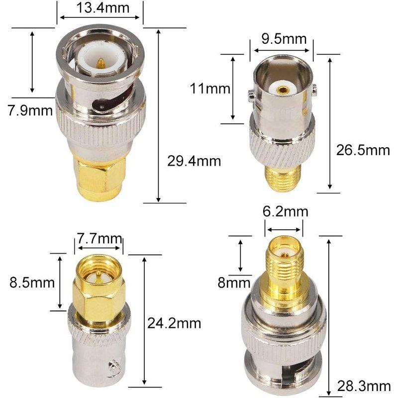 leeyovk BNC⇔SMA変換アンテナアダプタ4種キット BNC（オス、メス）⇒SMA（オス、メス） 同軸 ケーブルプラグ RF コネク : 20230817004055-00115 ...