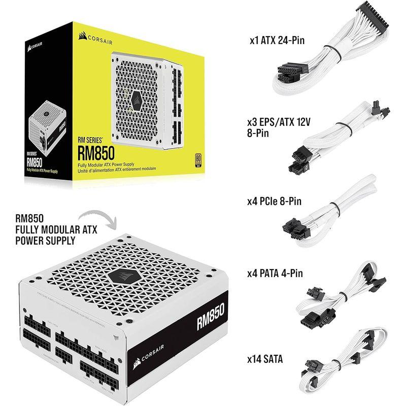 Corsair RM850 White PC電源ユニット 850W 80PLUS Gold認証 フルモジュラー ATX 2021モデル CP ...