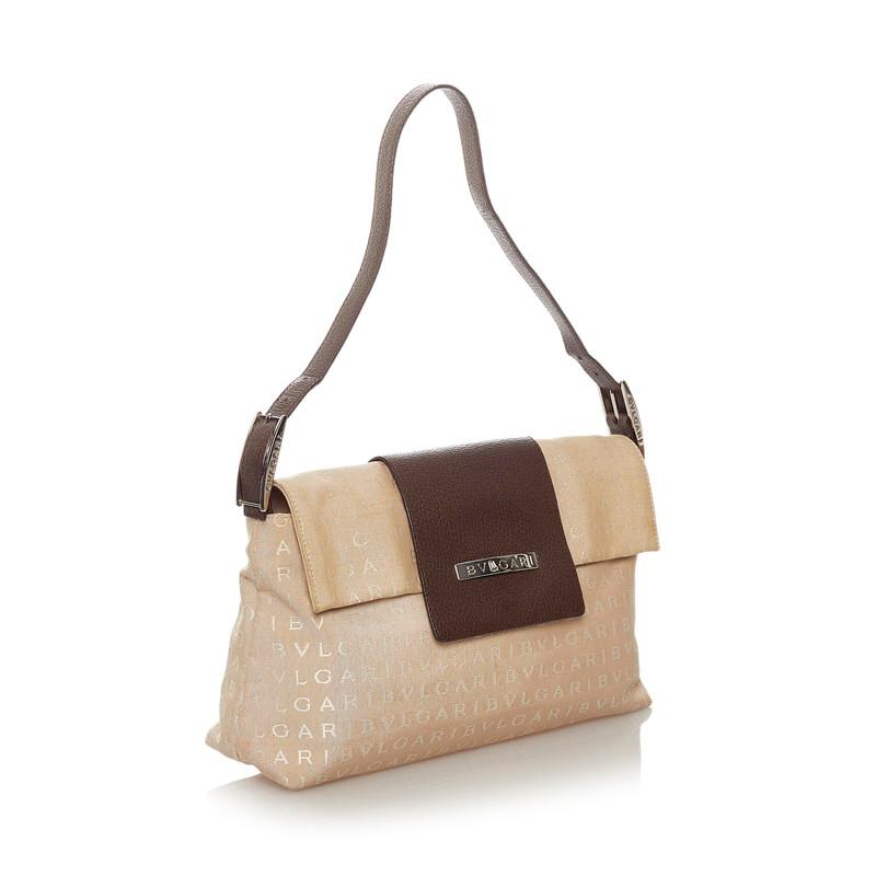 BVLGARI ブルガリ ロゴマニア ベージュ ブラウン キャンバス BVLGARI ブルガリ ロゴマニア ベージュ ブラウン キャンバス
