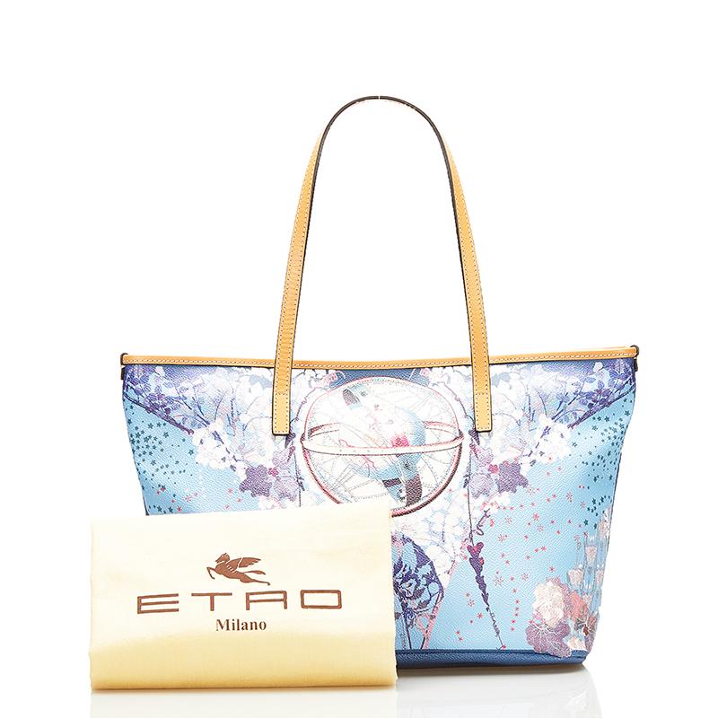 ETRO エトロ 地球儀 総柄 トートバッグ ショルダーバッグ ブルー ETRO エトロ 地球儀 総柄 トートバッグ ショルダーバッグ ブルー