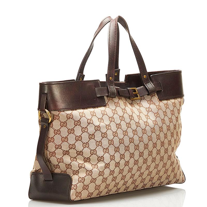 グッチ GGキャンバス ハンドバッグ トートバッグ 106251 ブラウン キャンバス レザー レディース GUCCI 【中古】 : 1-0081075 : 銀座パリス Yahoo ...