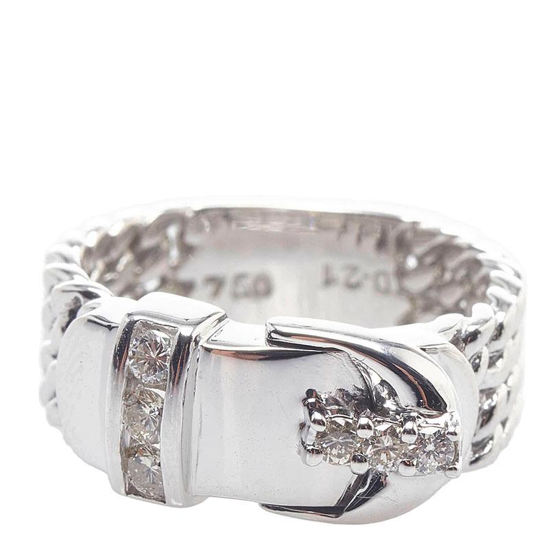 K18WG ホワイトゴールド ダイヤ0.21ct ベルトモチーフ リング 指輪 レディース 11号 中古 : 銀座パリス Yahoo!ショッピング店 - 通販 - Yahoo!ショッピング