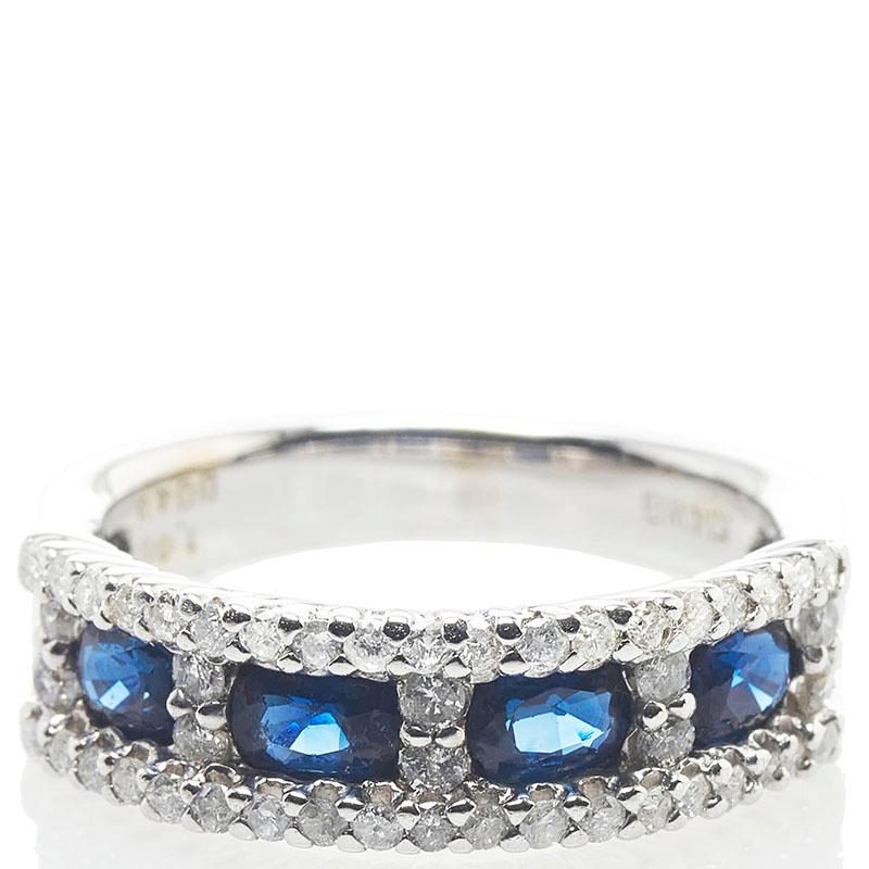 K14WG ホワイトゴールド サファイア1.05ct ダイヤ0.48ct リング 指輪 レディース 11.5号 中古 : 銀座パリス Yahoo!ショッピング店 - 通販 - Yahoo!ショッピング