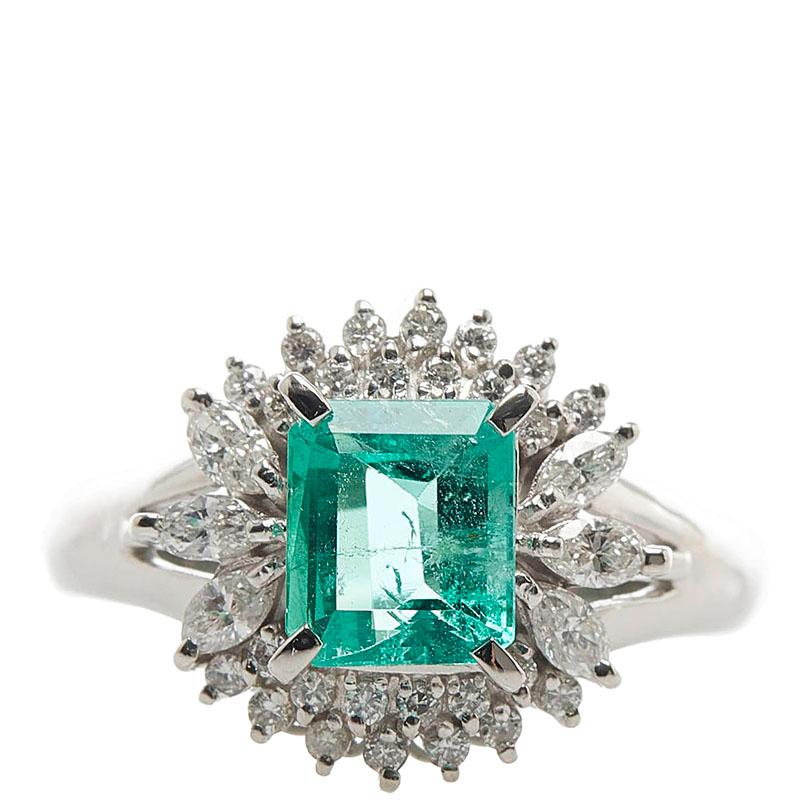 Pt900 プラチナ エメラルド1.15ct ダイヤ0.43ct リング 指輪 レディース 12号 中古 : 銀座パリス Yahoo!ショッピング店 - 通販 - Yahoo!ショッピング