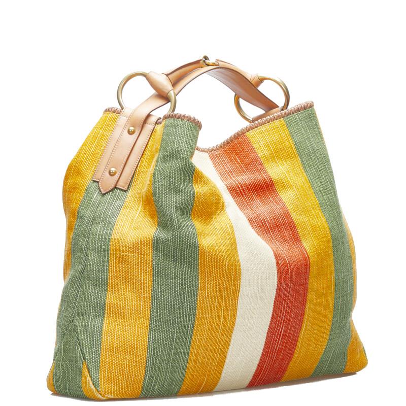 GUCCI グッチ ホースビット ショルダーバッグ ハンドバッグ 114900 オレンジ マルチカラー キャンバス レザー レディース 【中古 ...