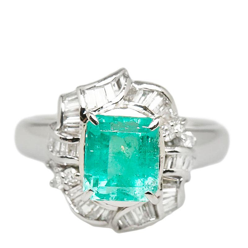 Pt900 プラチナ エメラルド1.64ct ダイヤ0.45ct リング 指輪 レディース 9.5号 中古 : 銀座パリス Yahoo!ショッピング店 - 通販 - Yahoo!ショッピング