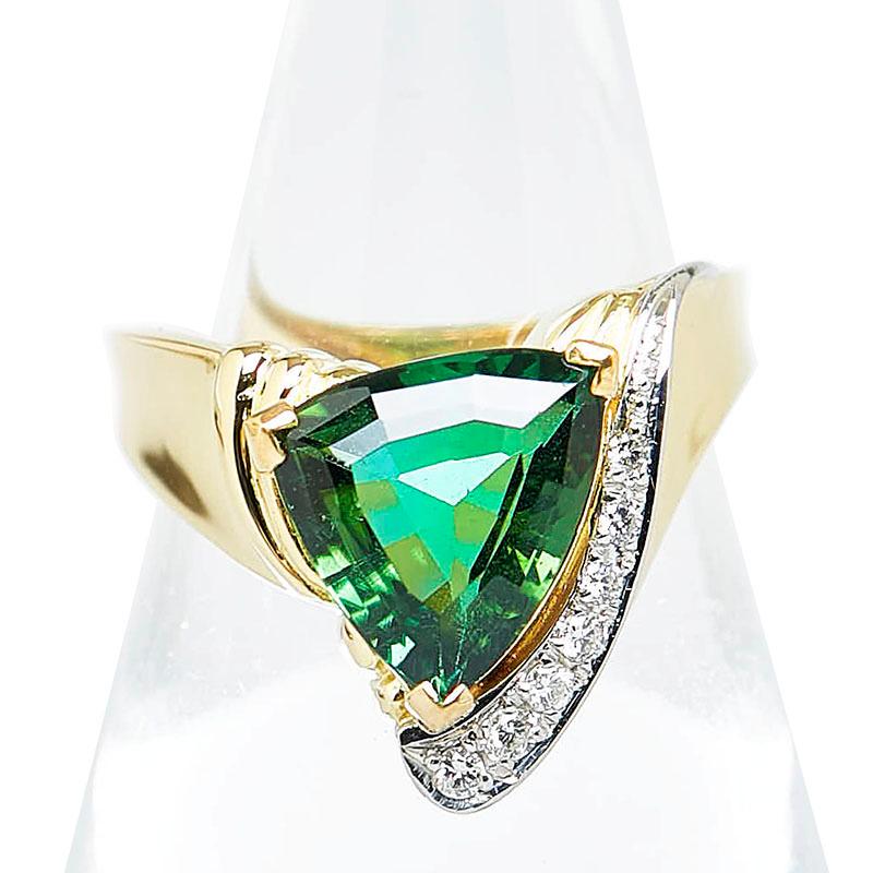 K18YG イエローゴールド グリーントルマリン3.116ct ダイヤ0.089ct リング 指輪 レディース 12号 中古 : 銀座パリス Yahoo!ショッピング店 - 通販 ...