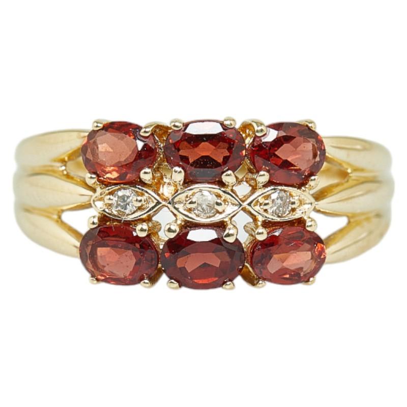 K18YG イエローゴールド ガーネット ダイヤ0.03ct リング 指輪 レディース 12号 中古 : 銀座パリス Yahoo!ショッピング店 - 通販 - Yahoo!ショッピング