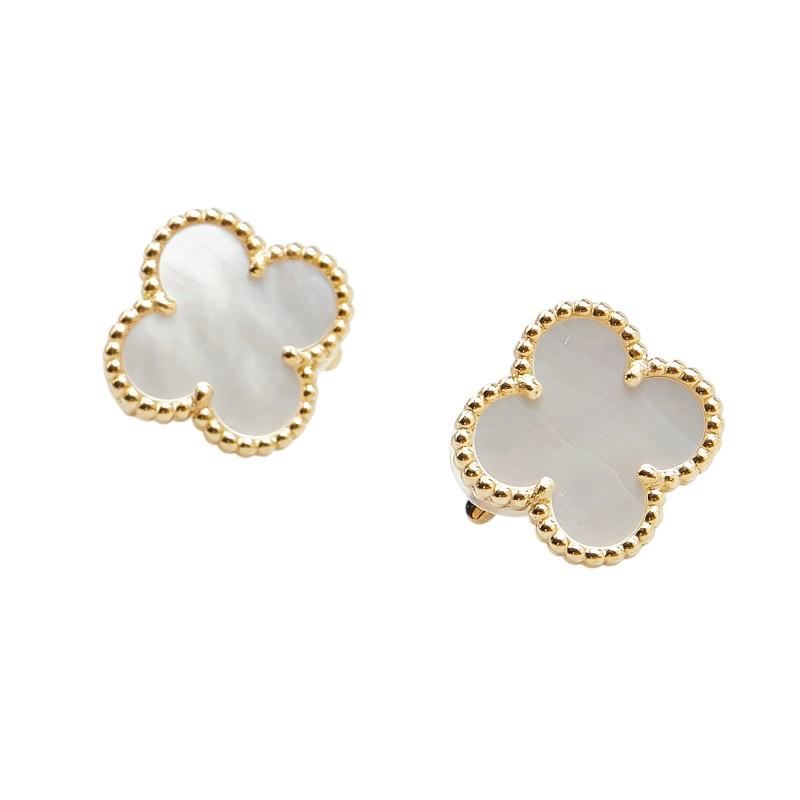 ヴァンクリーフ＆アーペル ヴィンテージアルハンブラ マザーオブパール ピアス VCARA44100 K18YG レディース Van Cleef ...