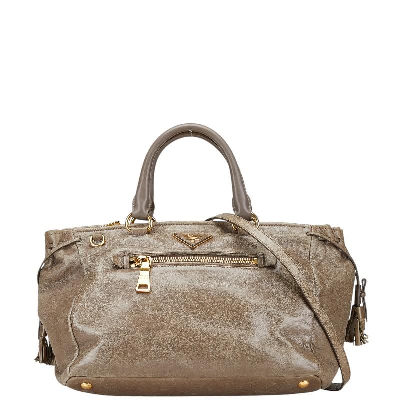 プラダ 三角ロゴプレート ハンドバッグ ショルダーバッグ 2WAY BN1921 グレー レザー レディース PRADA 【中古】 : 1-0189603 : 銀座パリス Yahoo ...