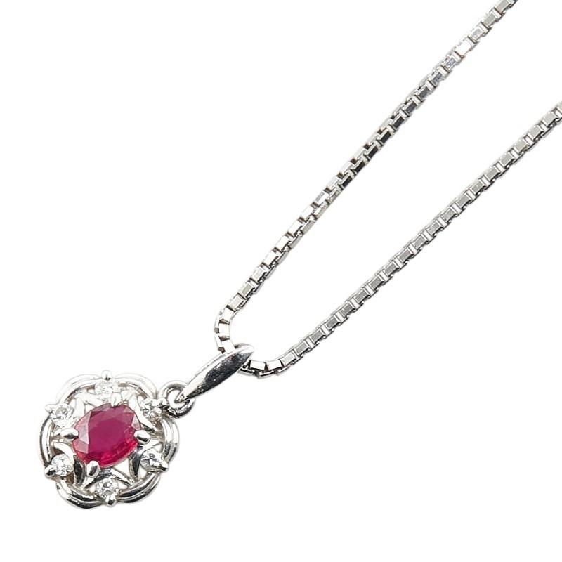 Pt850 プラチナ ルビー0.22ct ダイヤ0.06ct ネックレス レディース 中古 : 銀座パリス Yahoo!ショッピング店 - 通販 - Yahoo!ショッピング