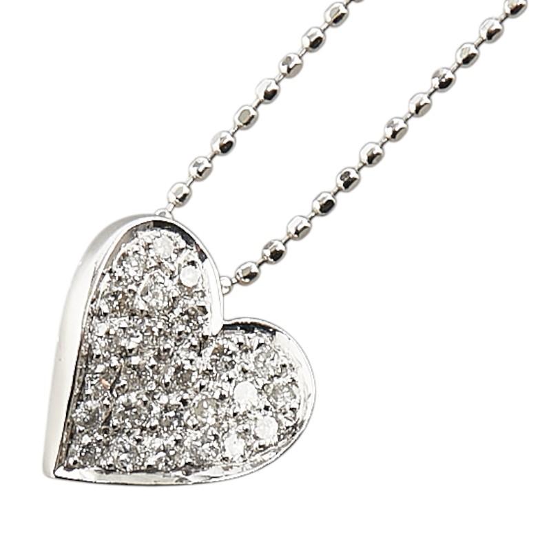 VENDOME ヴァンドーム K18WG ホワイトゴールド ダイヤ0.22ct ハート モチーフ ネックレス レディース VANDOME 中古 ...
